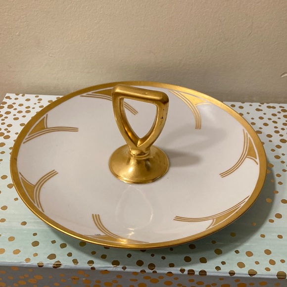 Dining | Vintage Eml Signed Porcelain Gold Tidbit Tray | Poshmark